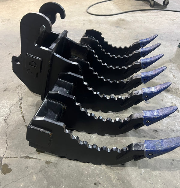 Excavator Land Clearing Rake - 3/4" Tines With Replaceable Teeth (4-10 ...