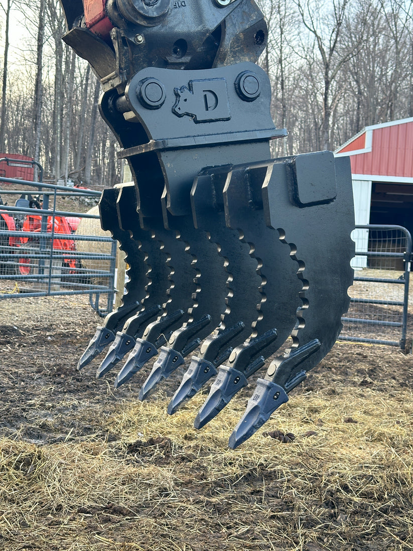 Excavator Land Clearing Rake - 3/4" Tines With Replaceable Teeth (4-10 ...